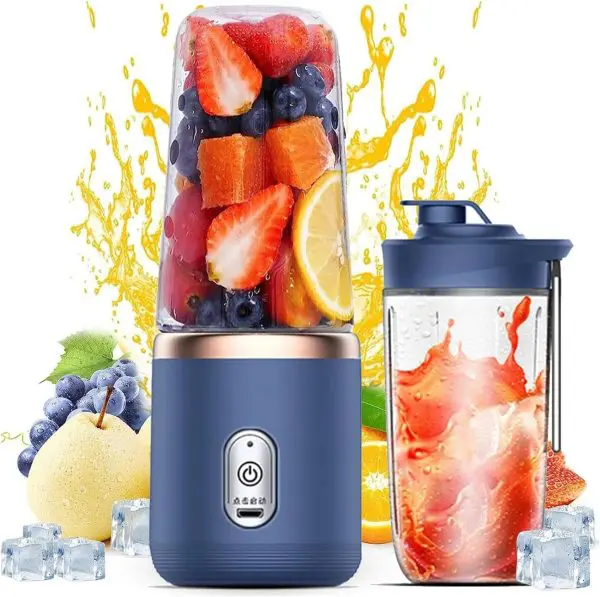 YAYOTITI Portable Blenders Electric Handheld Small Juicer USB Rechargeable with 2 Portable Bottle and 1 Travel Lid Mixer for Smoothies Shakes and Fruit 400ml